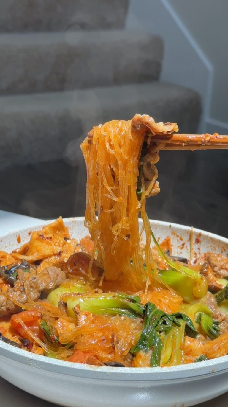 Spicy Mala Dry Pot with Beef & Noodles - Happy Rice Happy Life