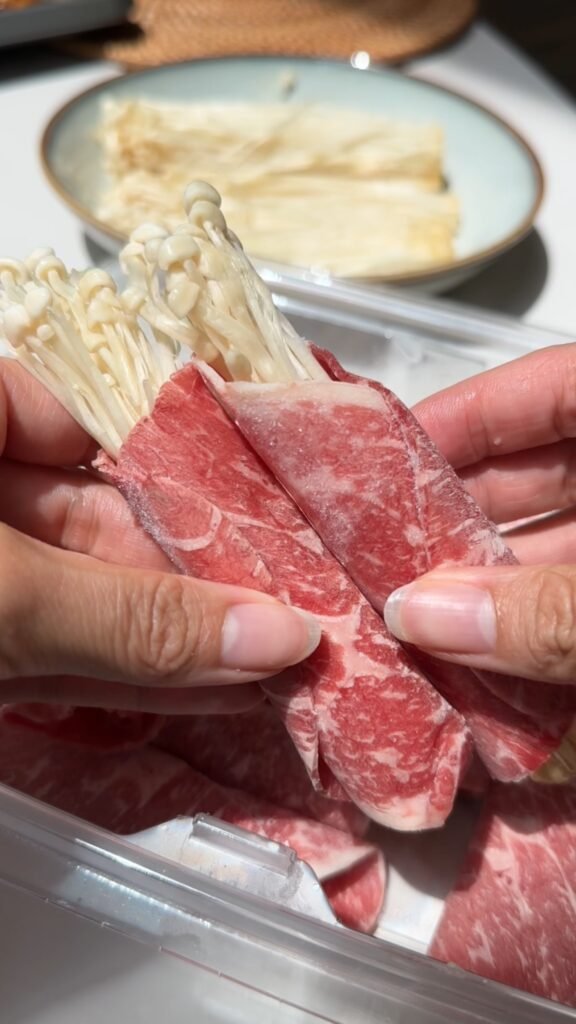 Easy High Protein Beef Enoki Mushroom Rice - Happy Rice Happy Life